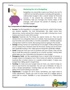 Economics Worksheets for Kids | Reading & Financial Education