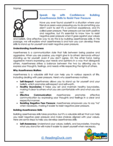 Peer Pressure Worksheets | Reading Duck.com