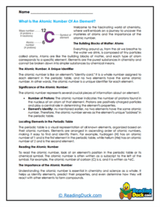 Chemistry Reading Worksheets | Reading Duck.com