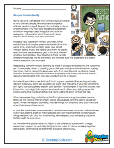 Respect Reading Worksheets | Reading Duck.com