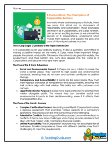 Economics Worksheets for Kids | Reading & Financial Education