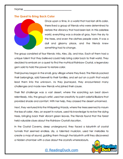 450-Word Reading Comprehension Worksheets | Reading Duck.com