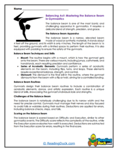 Gymnastics Worksheets