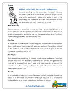 Soccer Worksheets | Futbol World | Reading Duck.com
