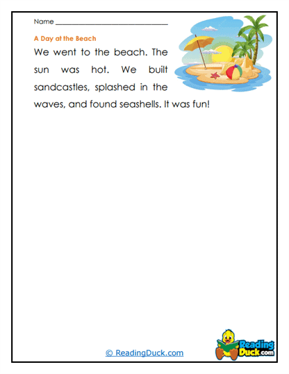 20-Word Reading Comprehension Worksheets | Reading Duck.com