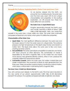 Earth Science Worksheets | Reading Comp. | Reading Duck.com