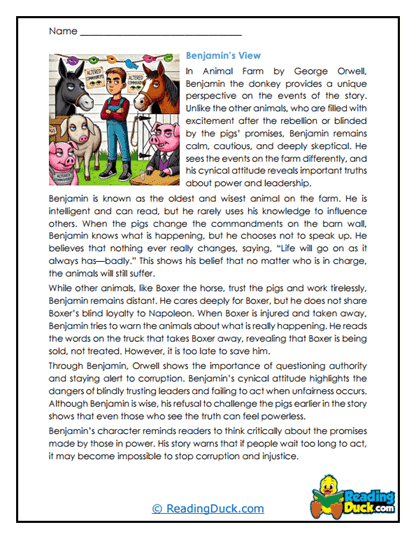 Animal Farm Worksheets | by George Orwell | Reading Duck.com