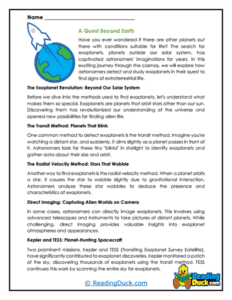 Cosmology Reading Comprehension Worksheets | Reading Duck.com
