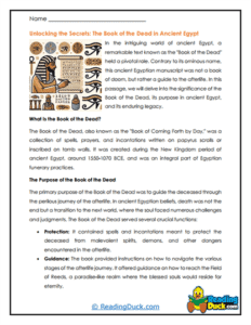 Ancient Egypt Reading Worksheets | Reading Duck.com
