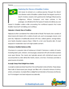 Global Cuisine Worksheets | World Culture & Reading Skills