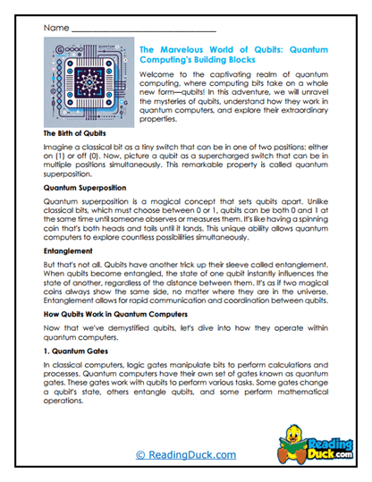 Quantum Computing Worksheets | Technology Series | Reading Duck.com