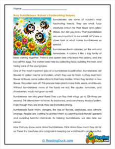 Animals Reading Comprehension Worksheets | Reading Duck.com