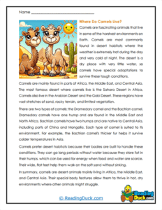 Animals Reading Comprehension Worksheets | Reading Duck.com