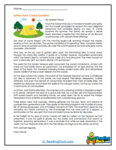 Fiction Reading Comprehension Worksheets