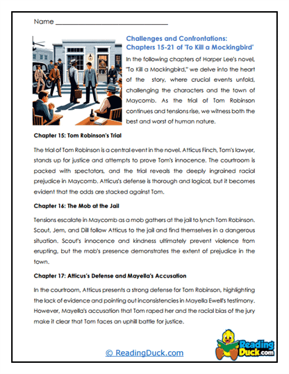 To Kill a Mockingbird Worksheets | by Harper Lee | Reading Duck.com