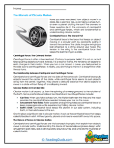 Force and Motion Reading Worksheets | Reading Duck.com