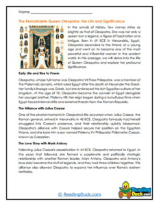 Ancient Egypt Worksheets | Reading Comp. | Reading Duck.com