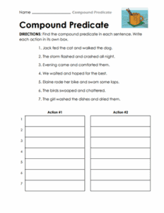 Compound Predicate Worksheets | Reading Duck.com