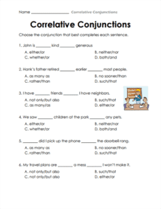 Correlative Conjunctions Worksheets: Subject-Verb Practice | Reading ...