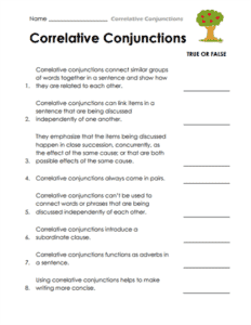Correlative Conjunctions Worksheets: Subject-Verb Practice | Reading ...