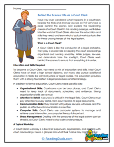 Careers and Jobs Reading Worksheets | Reading Duck.com