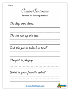 Cursive Words Worksheets | Handwriting Series | Reading Duck.com