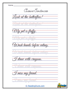 Cursive Words Worksheets | Handwriting Series | Reading Duck.com
