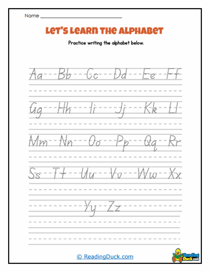 D'Nealian Letters Worksheets | Handwriting Series | Reading Duck.com