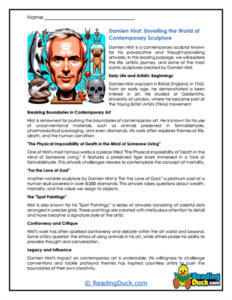 Sculptor Reading Worksheets - Master Artists | Reading Duck.com