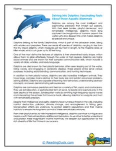 Animals Reading Comprehension Worksheets | Reading Duck.com