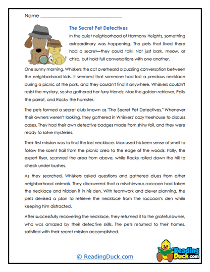 250-Word Reading Comprehension Worksheets | Reading Duck.com