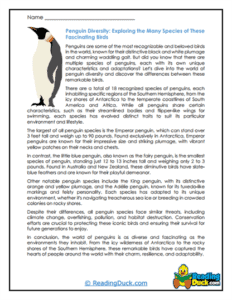 Animals Reading Comprehension Worksheets | Reading Duck.com