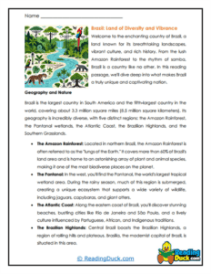 Brazil Worksheets | Country Series | Reading Duck.com