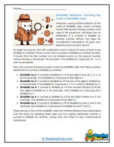 Number Theory Reading Worksheets | Reading Duck.com