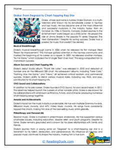 Hip Hop Music Artists Worksheets | Reading Duck.com