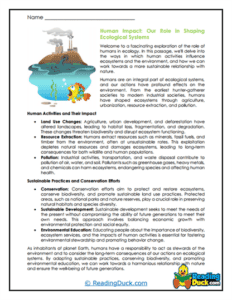 Ecology Reading Worksheets | Reading Duck.com