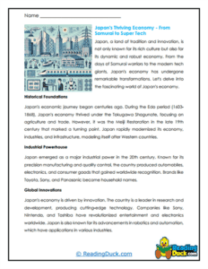 Japan Worksheets | Country Series | Reading Duck.com