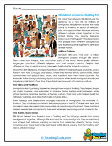 Ellis Island Worksheets | Immigration | Reading Duck.com