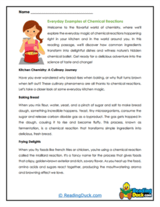Chemical Reactions Worksheets | Reading Duck.com