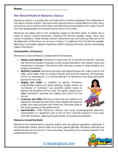 Dance Styles Worksheets | Reading Duck.com