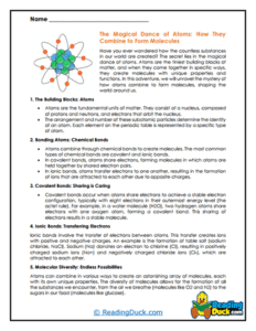 Atoms and Molecules Worksheets | Reading Duck.com