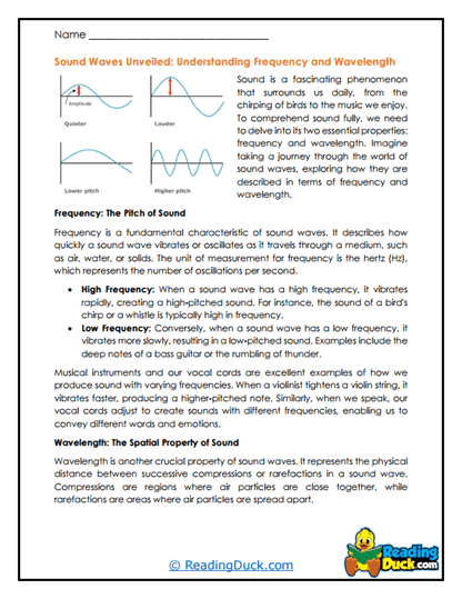 Sound Worksheets | Reading Comp. | Reading Duck.com