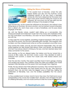 Fiction Reading Comprehension Worksheets