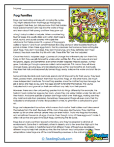 Frogs Worksheets | Reading Duck.com