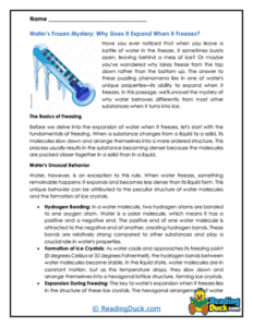 Water Properties Worksheets | Reading Duck.com