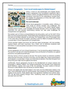 China Reading Worksheets | Reading Duck.com