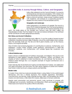 Countries of the World Worksheets | Reading Comp. | Reading Duck.com