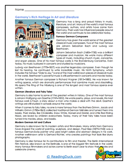 Germany Reading Worksheets - Country Series