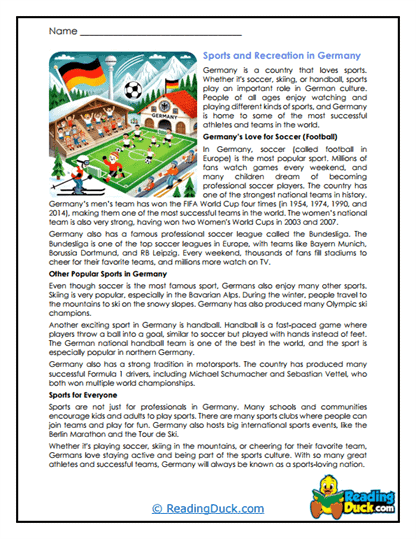 Germany Reading Worksheets - Country Series