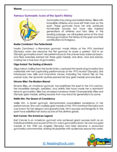 Gymnastics Worksheets